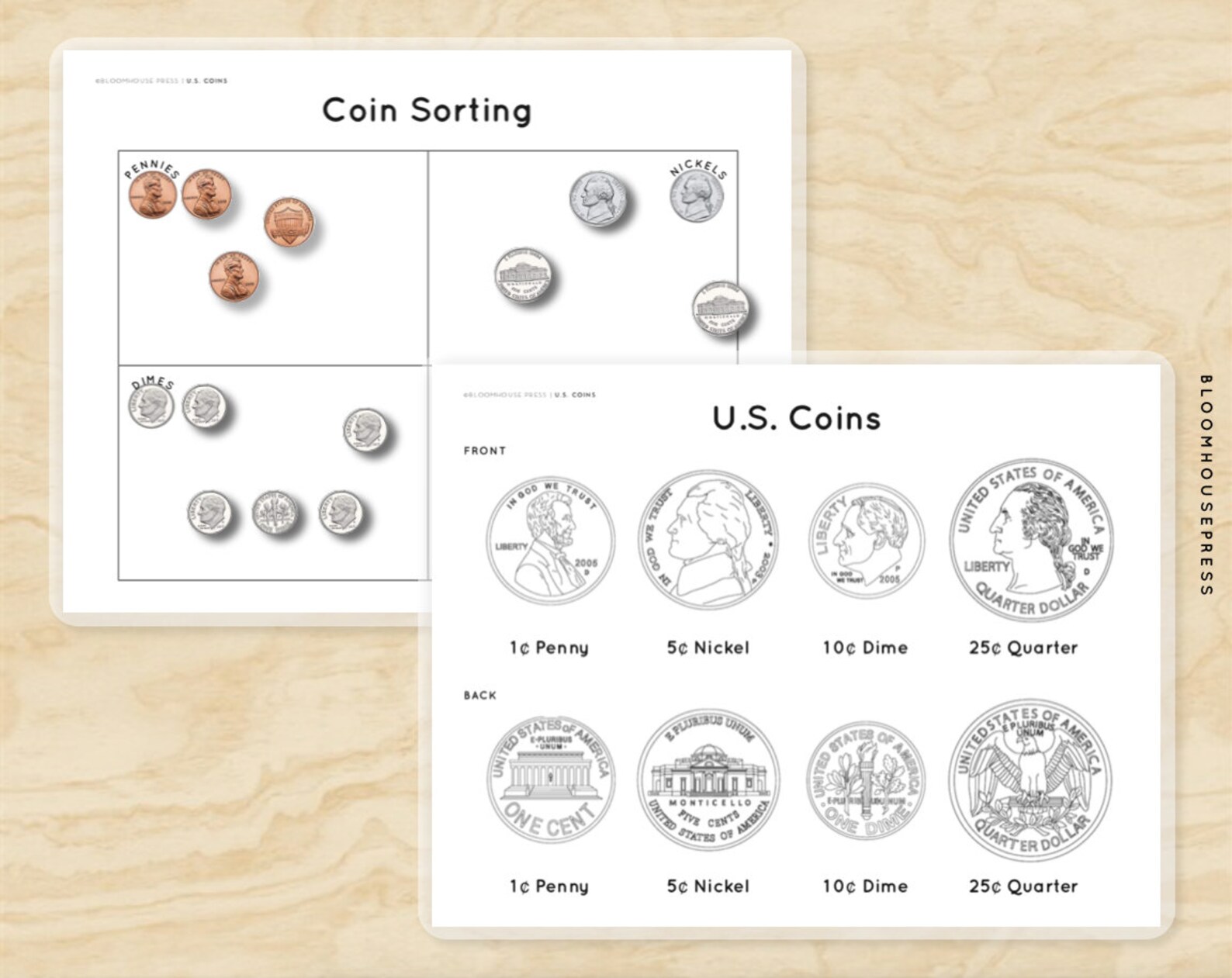 US Coins Counting Money Value Kids Money Coin Sorting Tracing - Etsy