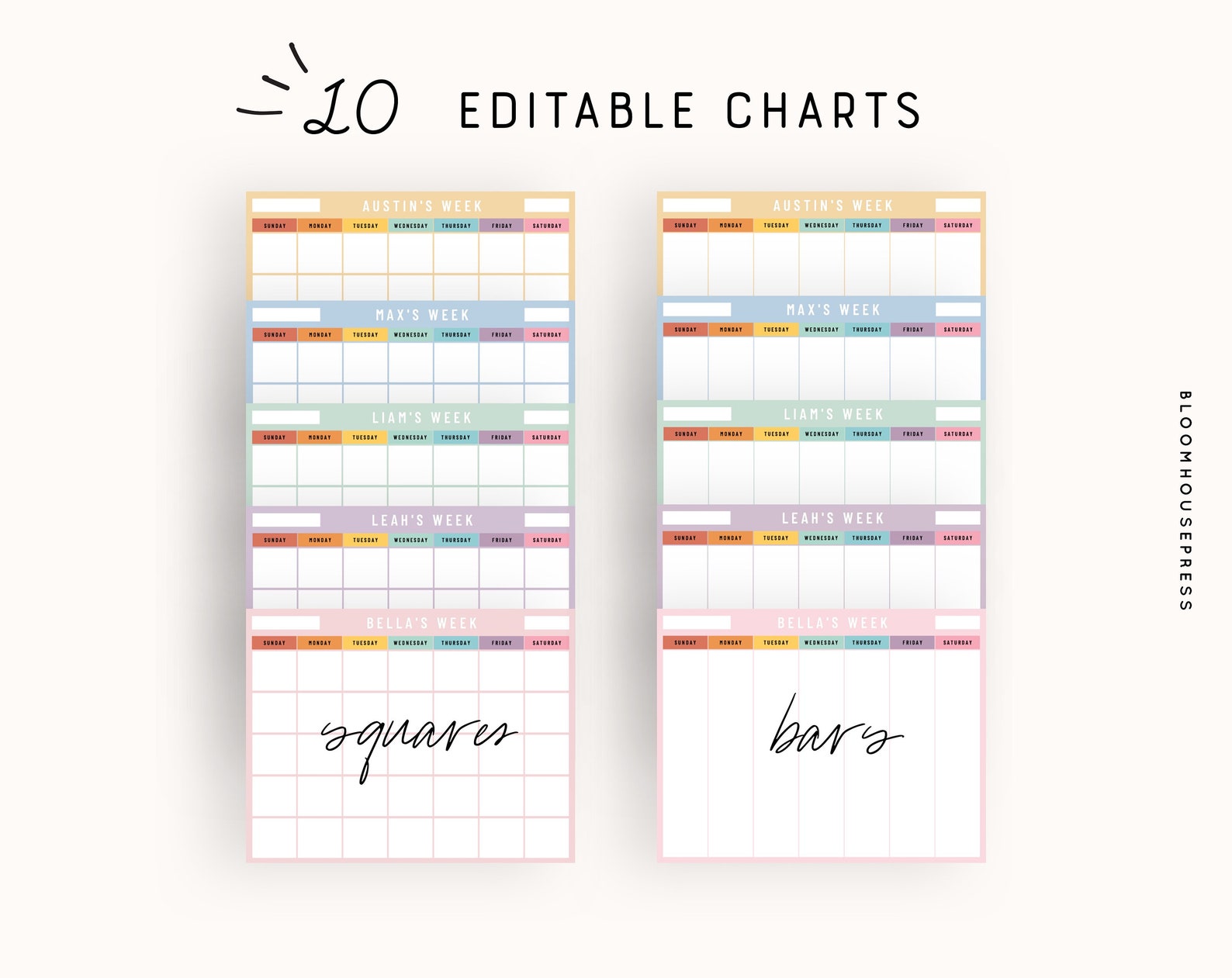 Editable Weekly Routine Chart With Chore Cards (digital Download) - Etsy