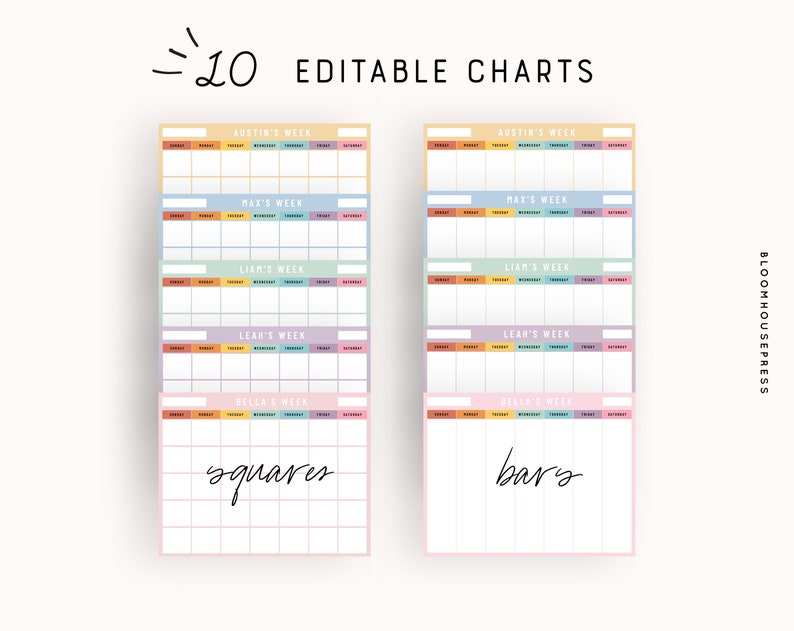 Editable Weekly Visual Routine Chart With Cards Schedule for - Etsy