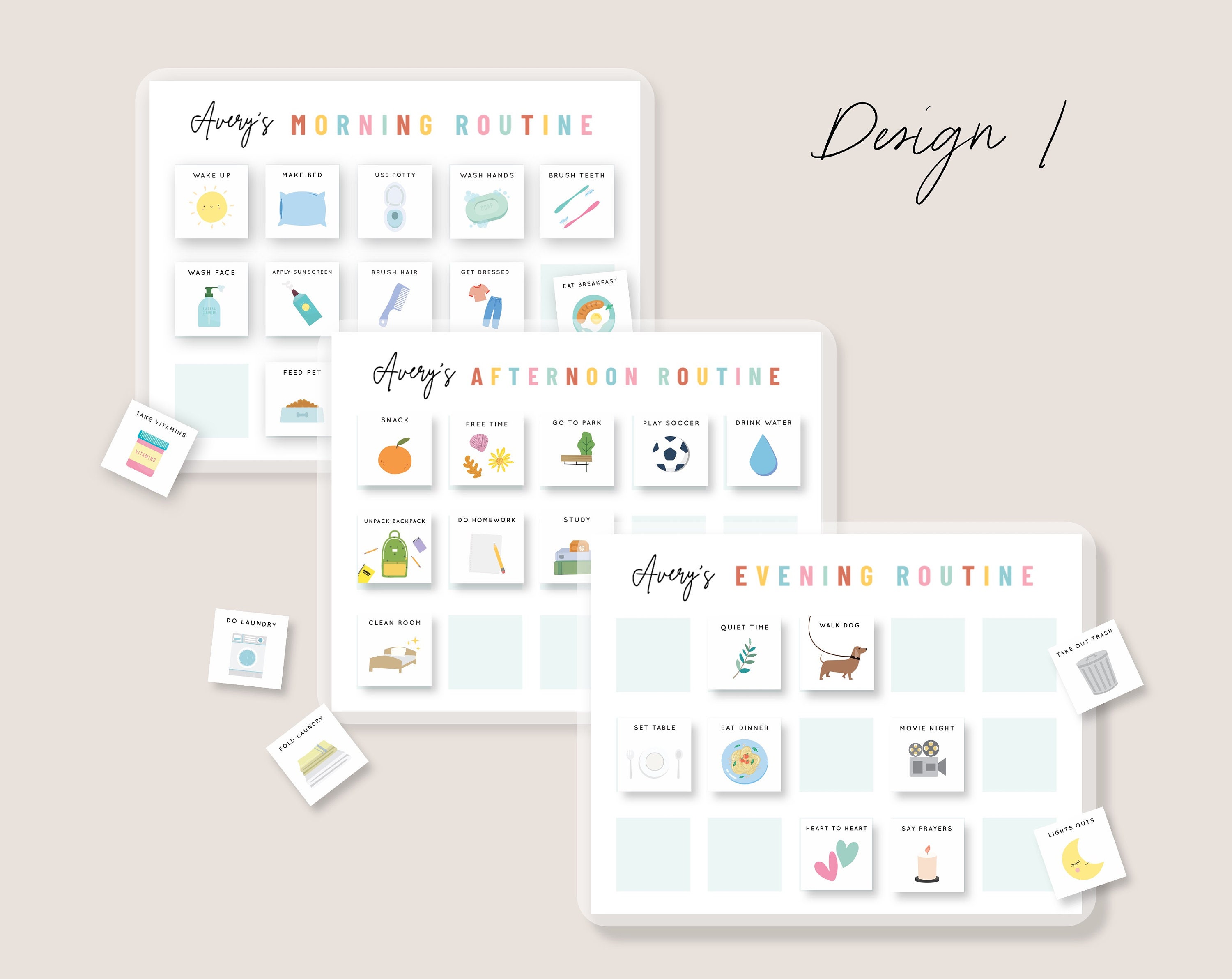 Daily Visual Routine Chart with Cards Morning Afternoon | Etsy