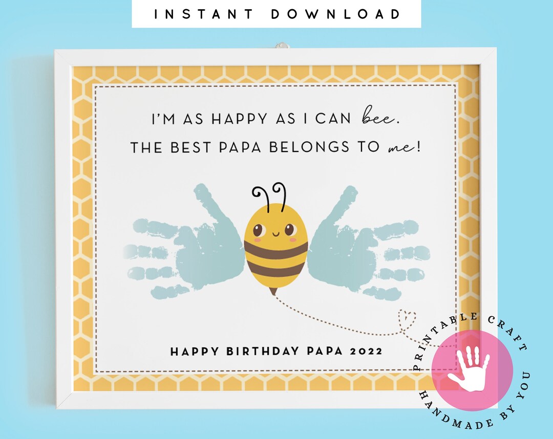 Kids Handprint Art Bee Footprint Art Gift for Dad Mom Aunt Uncle ...