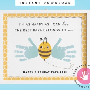 Kids Handprint Art Bee Footprint Art Gift for Dad Mom Aunt Uncle ...
