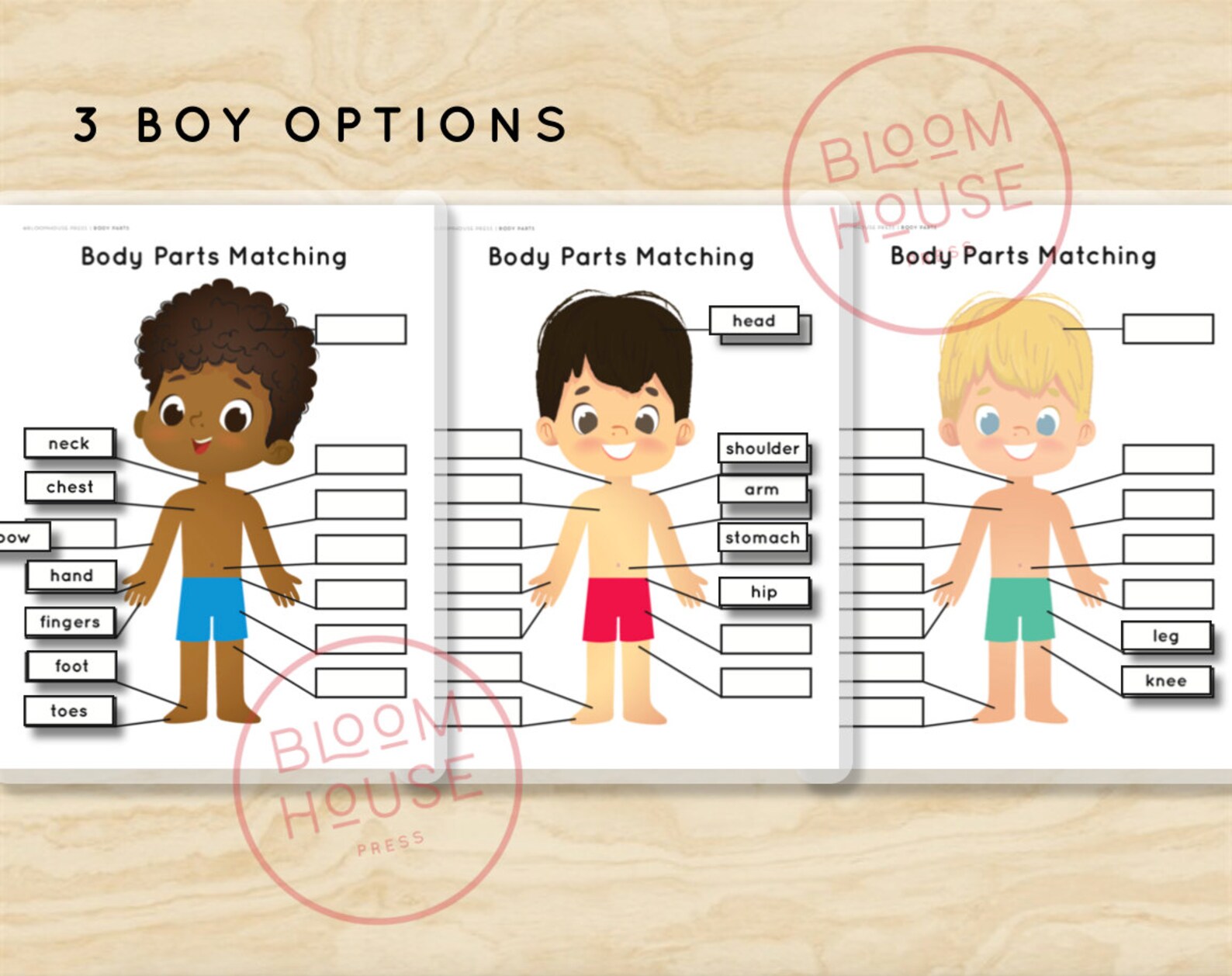 Body Parts & Human Anatomy Matching Puzzle Worksheets Girl Boy | Etsy