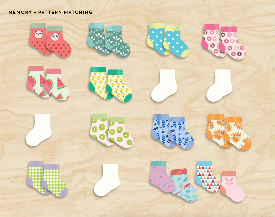 Matching Socks Game Montessori Cards Pattern Matching Sorting - Etsy