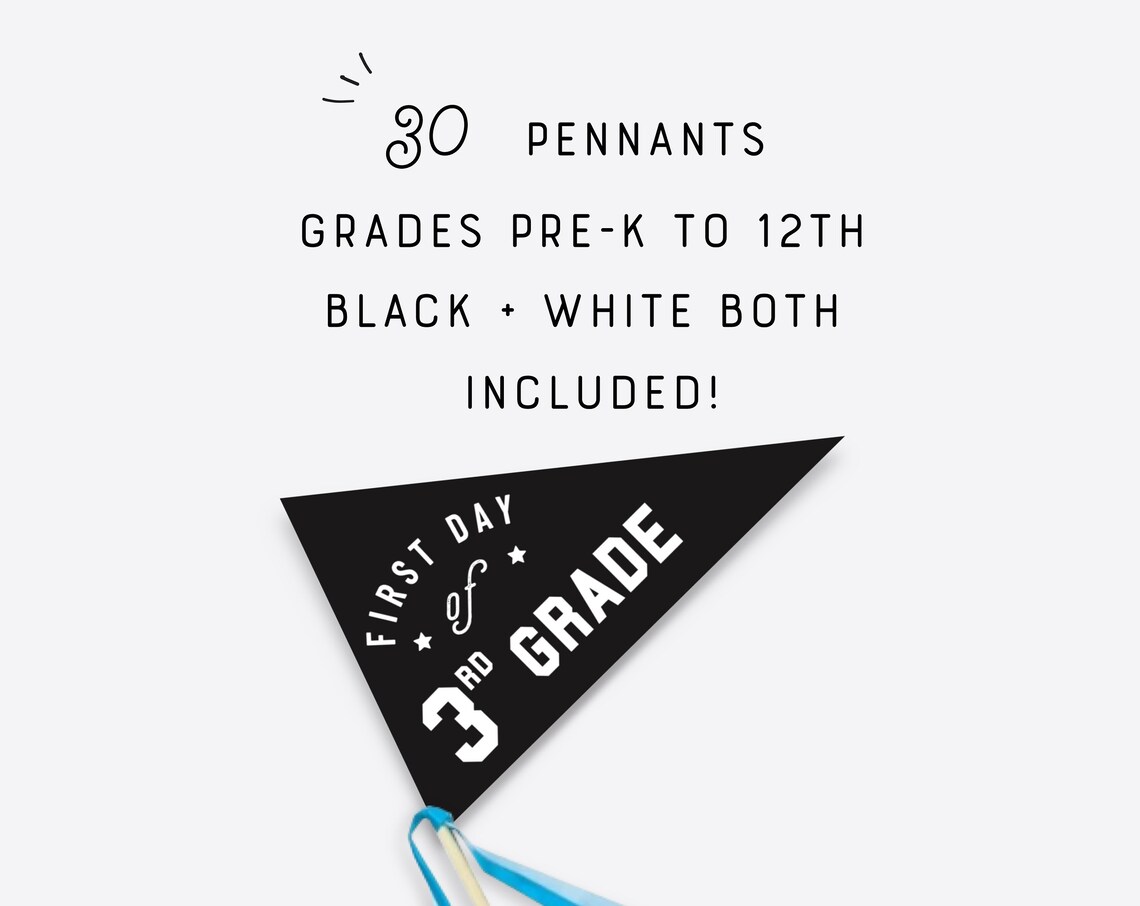 First Day of School Pennant 30 Printable Flags Sign Prop Pre-k ...