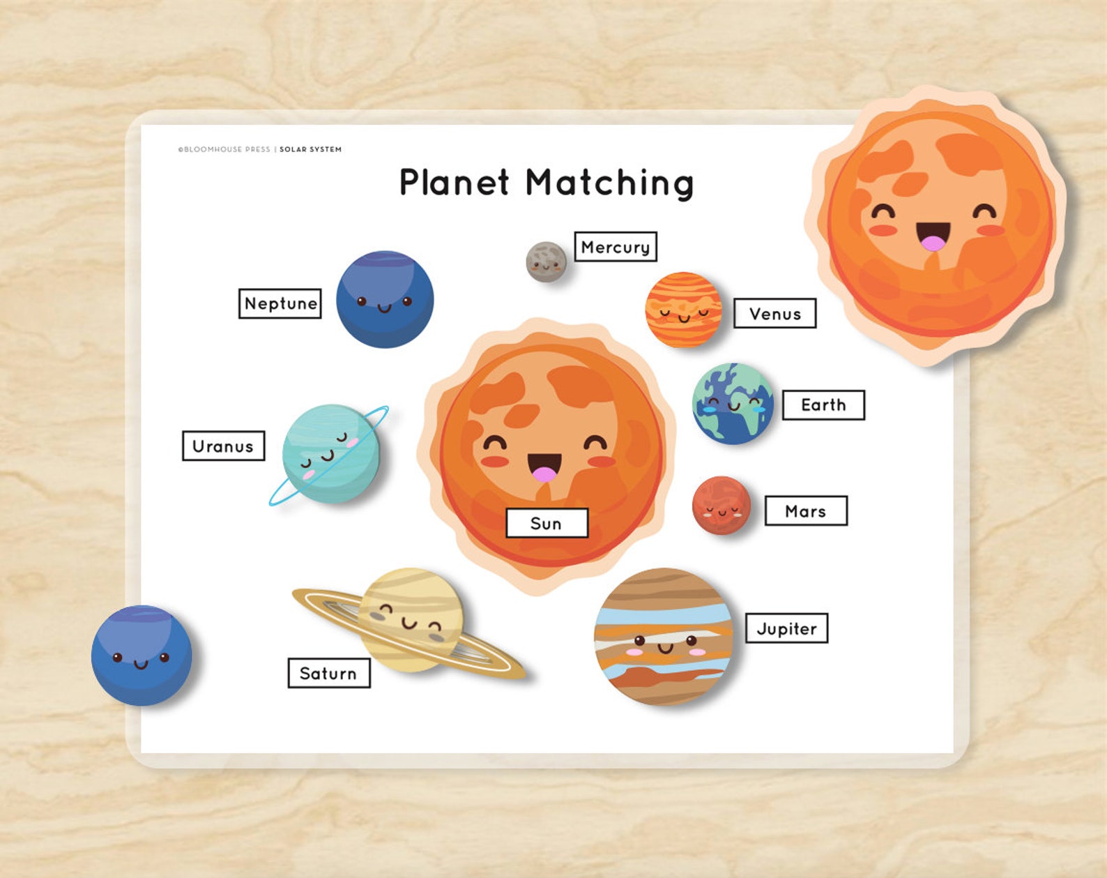 Solar System Printable Worksheet Matching Montessori Solar | Etsy