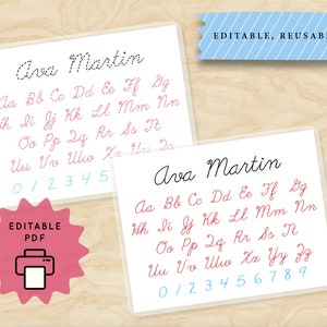 Cursive Name Writing Customized Personalized Tracing Alphabet Numbers ...
