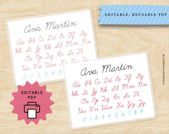 Cursive Name Writing Customized Personalized Tracing Alphabet - Etsy