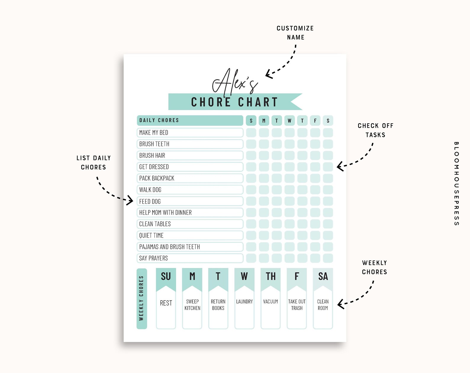 Chore Chart for Multiple Kids Toddler Editable Template Daily - Etsy