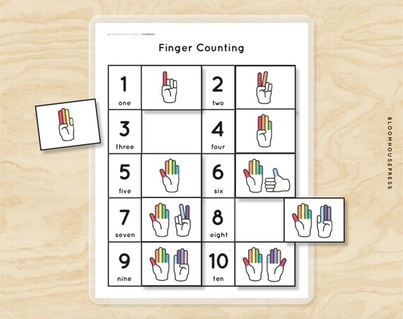 Finger Counting 1-10 Worksheet Matching Learning to Count Busy | Etsy