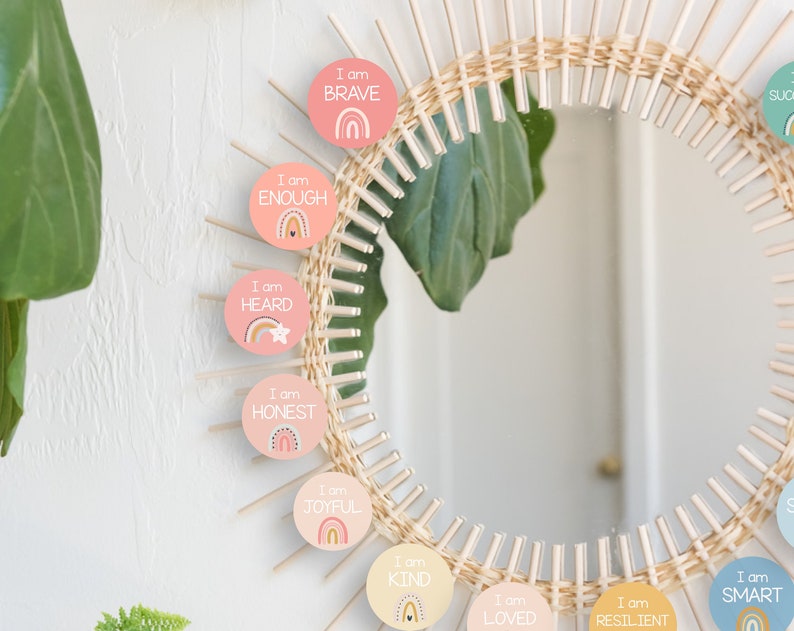 Editable Affirmation Station Mirror Display for Kids Toddlers - Etsy