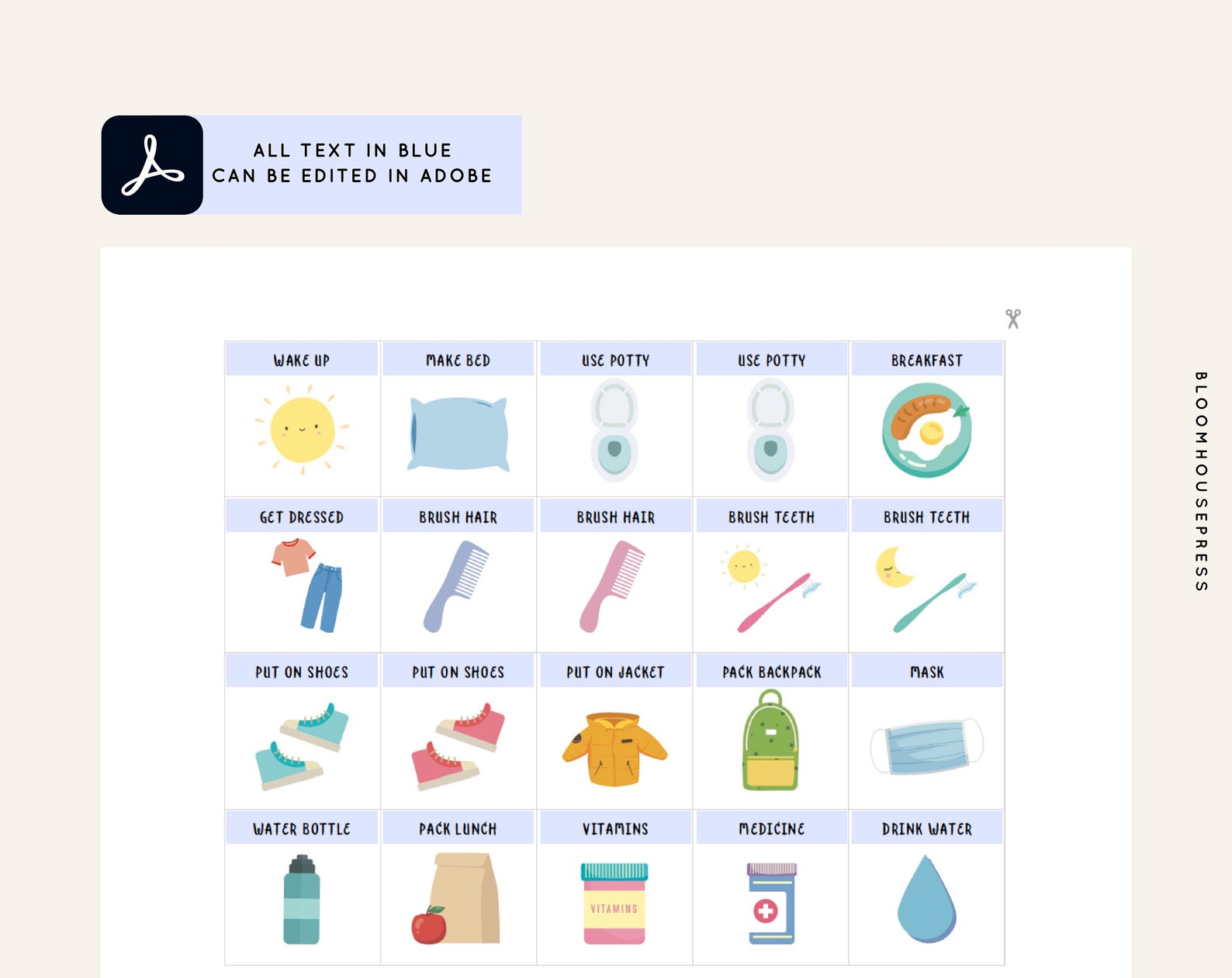 Editable Morning Evening Daily Visual Routine Chart Cards - Etsy