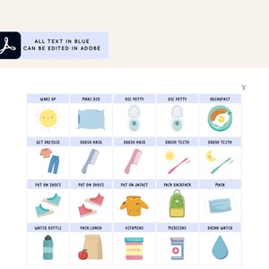 Editable Morning Evening Daily Visual Routine Chart Cards Schedule for ...