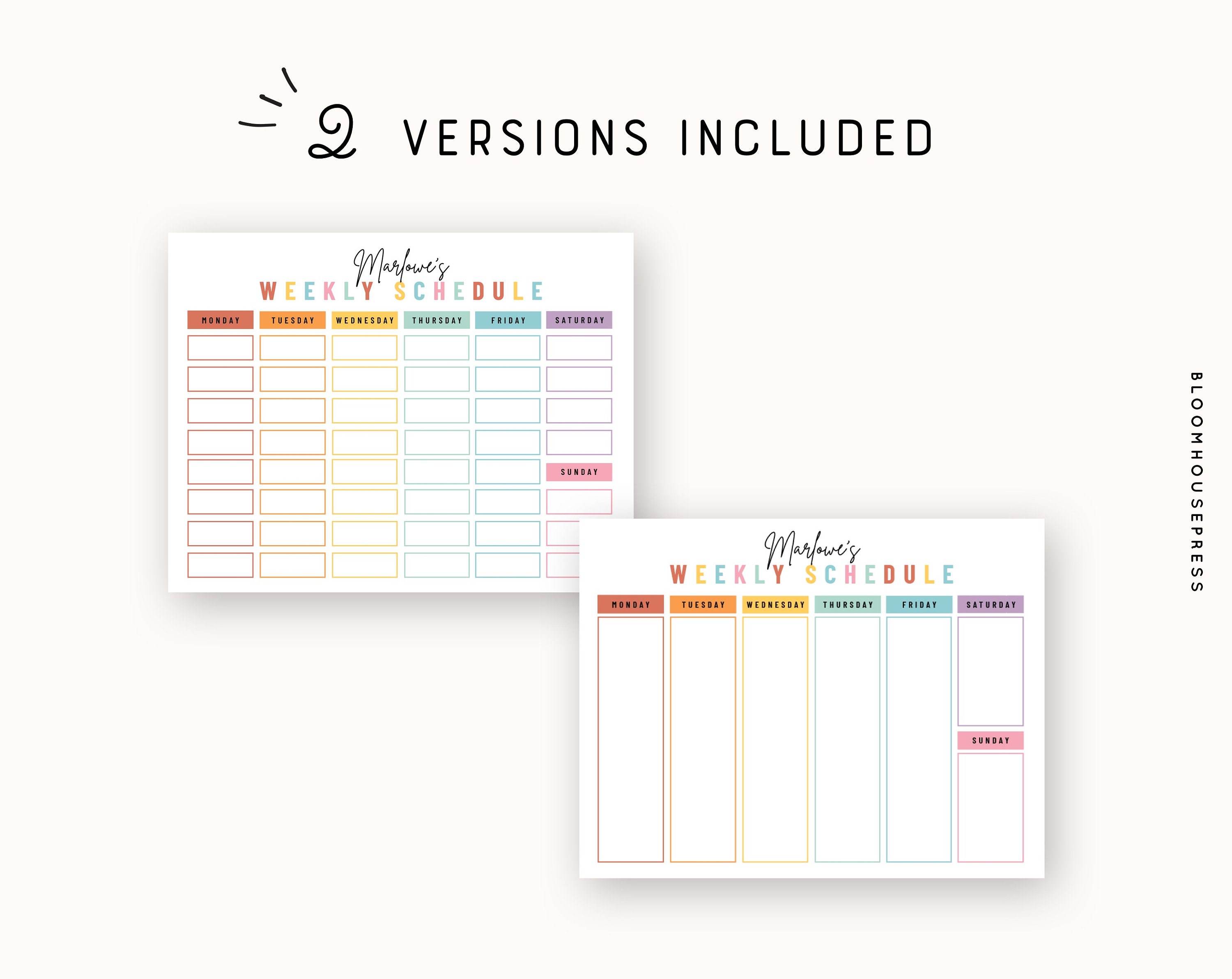 Weekly Schedule Planner for Kids Custom Weekly Plan Calendar - Etsy