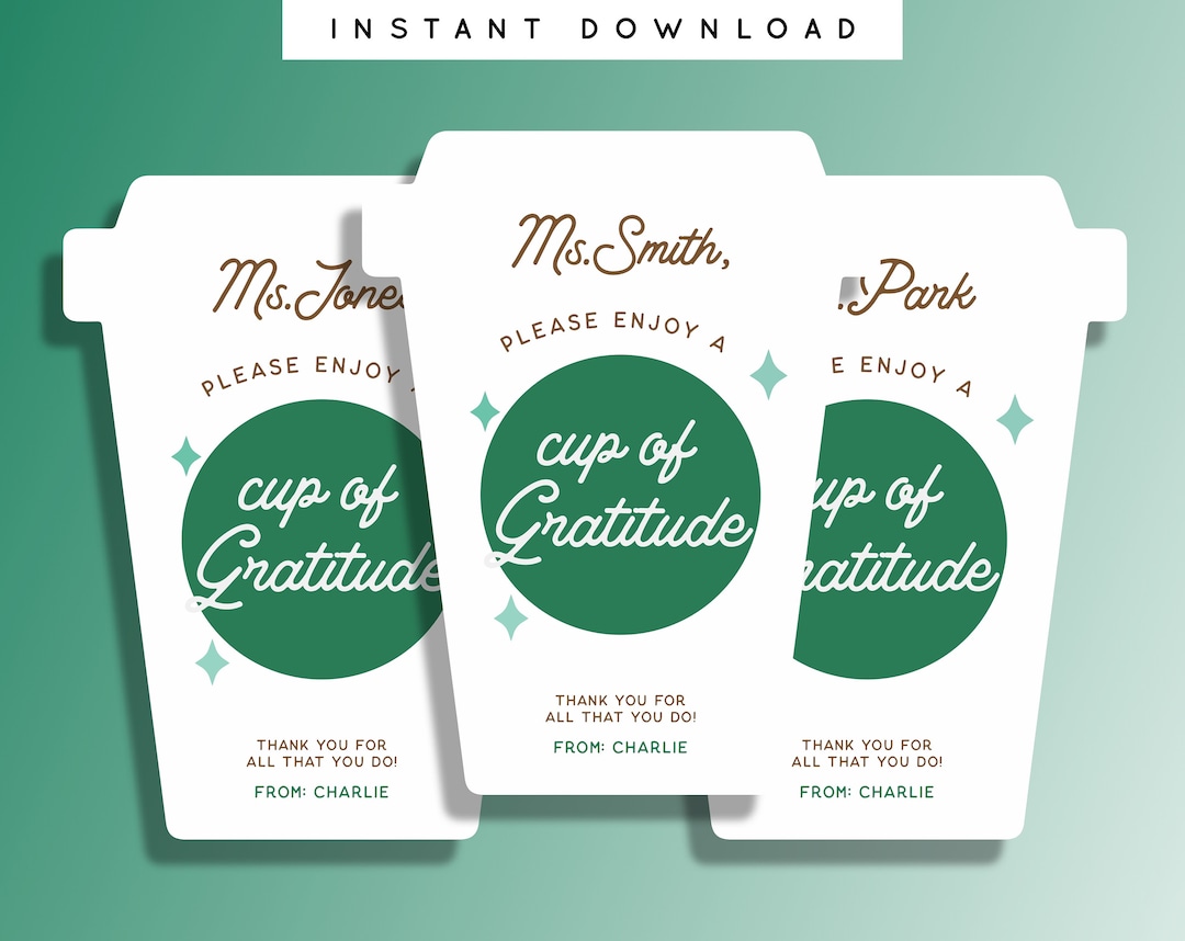 Cup of Gratitude Gift Card Holder Teacher Appreciation Employee Staff ...