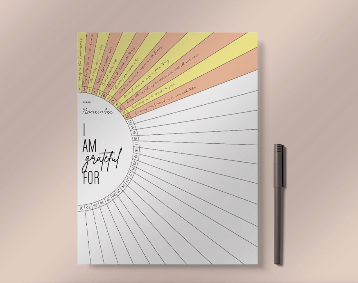 Gratitude Log Sunshine Rainbow Tracker Daily Monthly Journal | Etsy UK