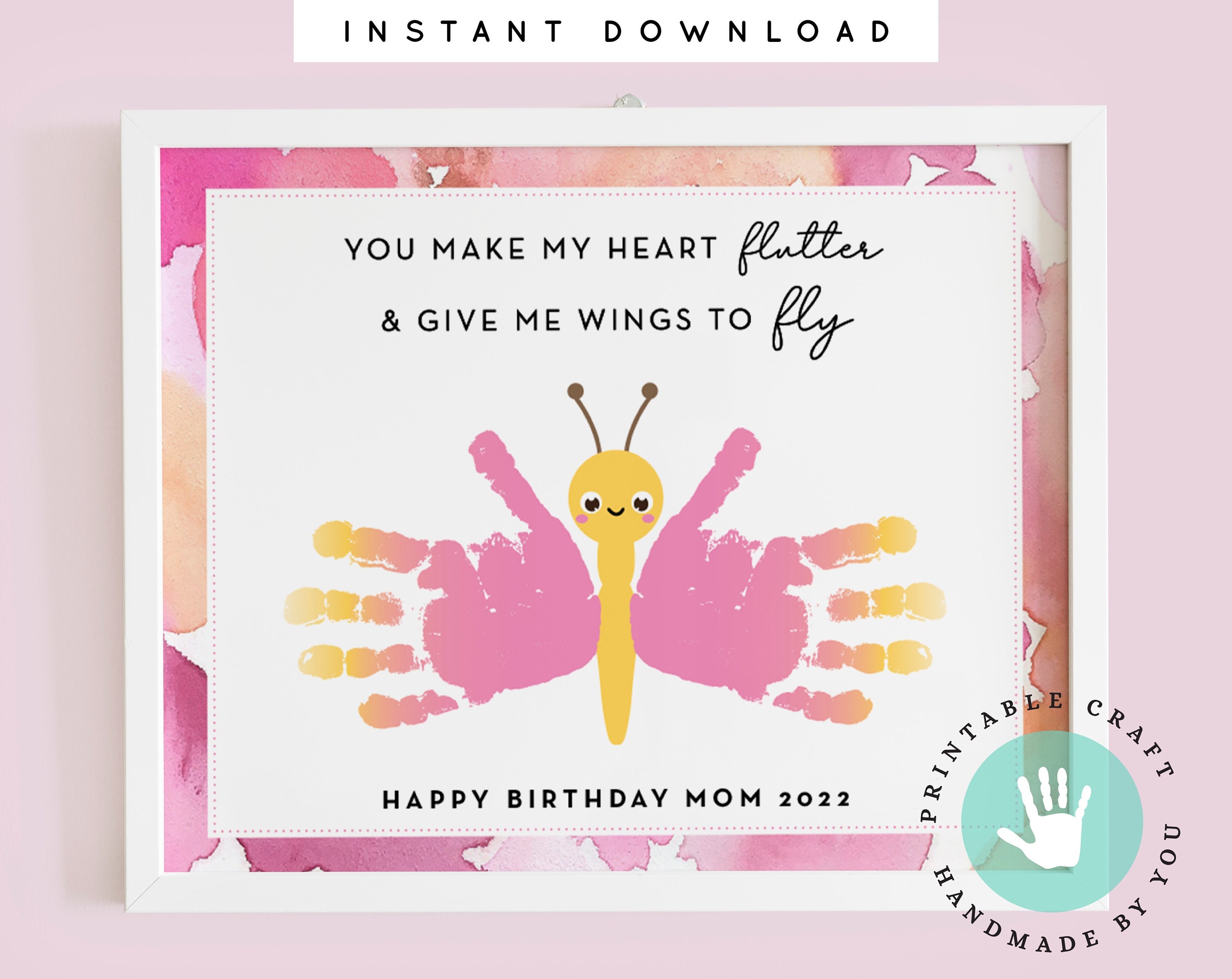 Kids Handprint Art Butterfly Gift Footprint Art Birthday Thank | Etsy