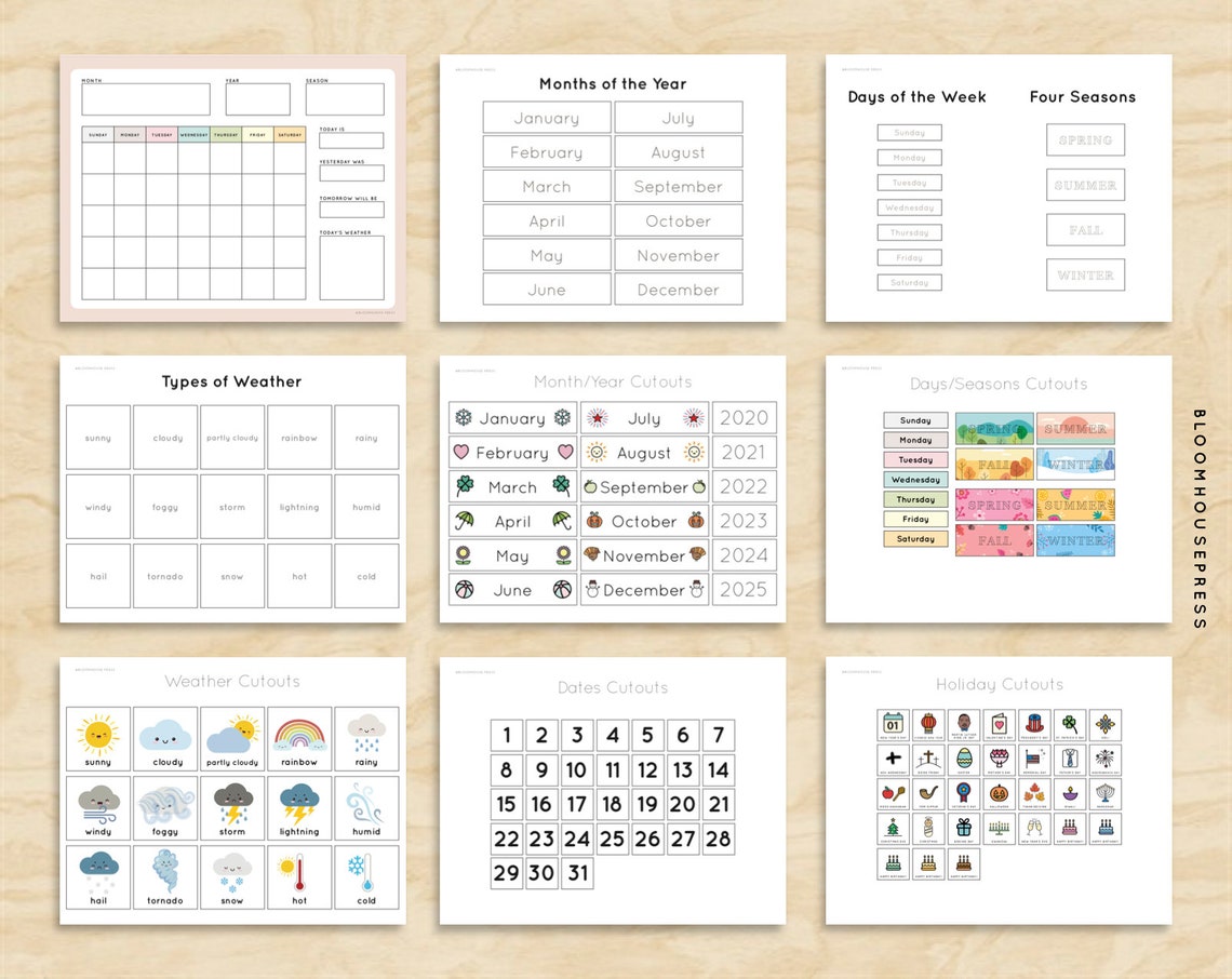 Perpetual Calendar Morning Board Weather Seasons US Holidays - Etsy