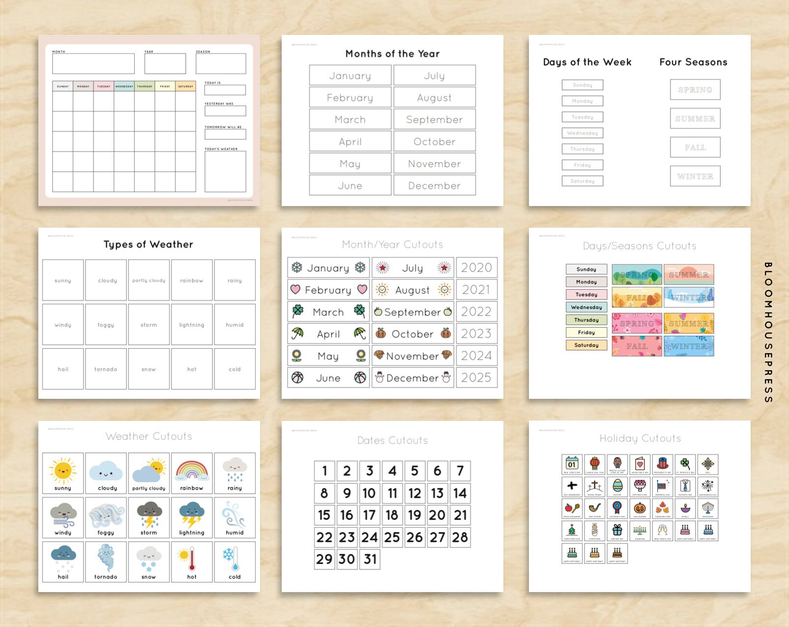 Perpetual Calendar Morning Board Weather Seasons US Holidays - Etsy