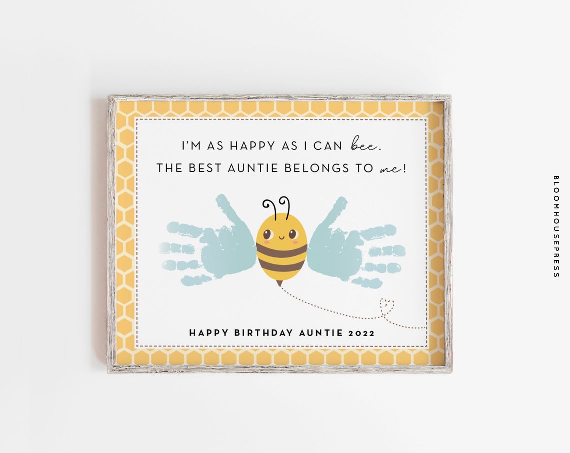 Kids Handprint Art Bee Footprint Art Gift for Dad Mom Aunt - Etsy