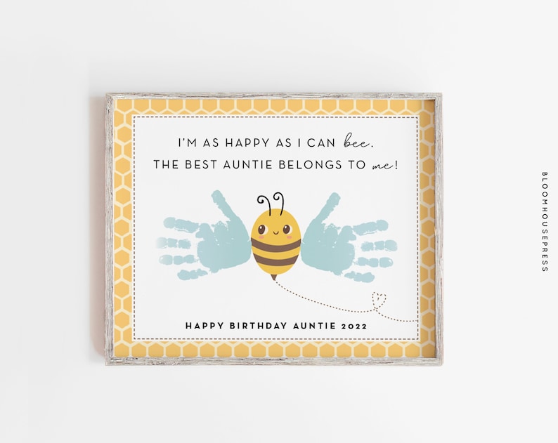 Kids Handprint Art Bee Footprint Art Gift for Dad Mom Aunt - Etsy