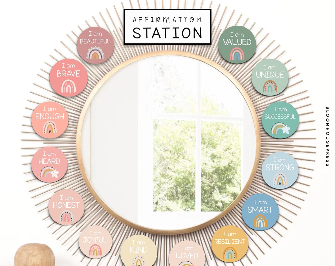 Editable Affirmation Station Mirror Display for Kids Toddlers Printable ...