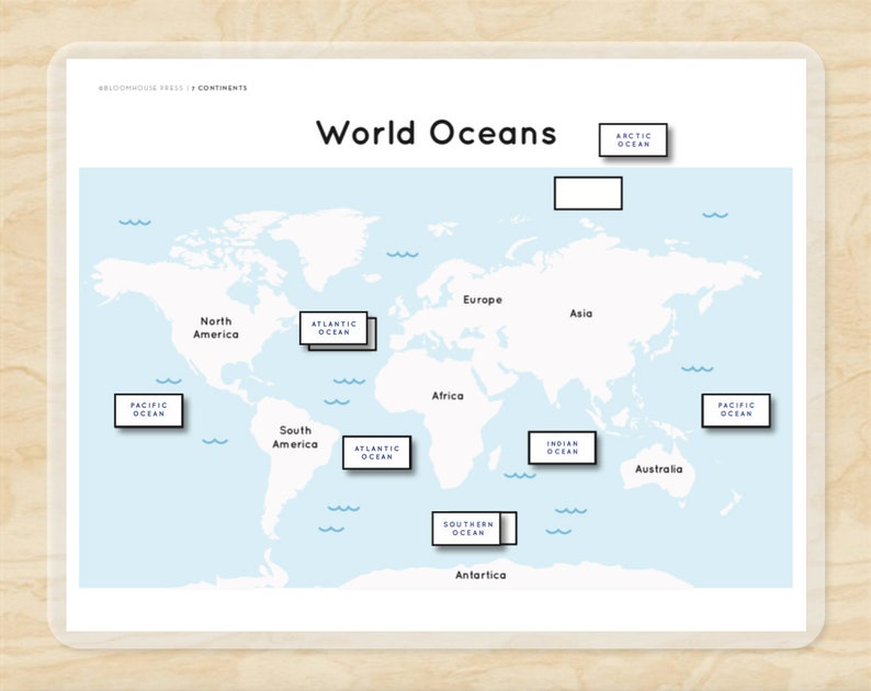 7 Continents World Map Oceans & Animals of Continents Matching - Etsy