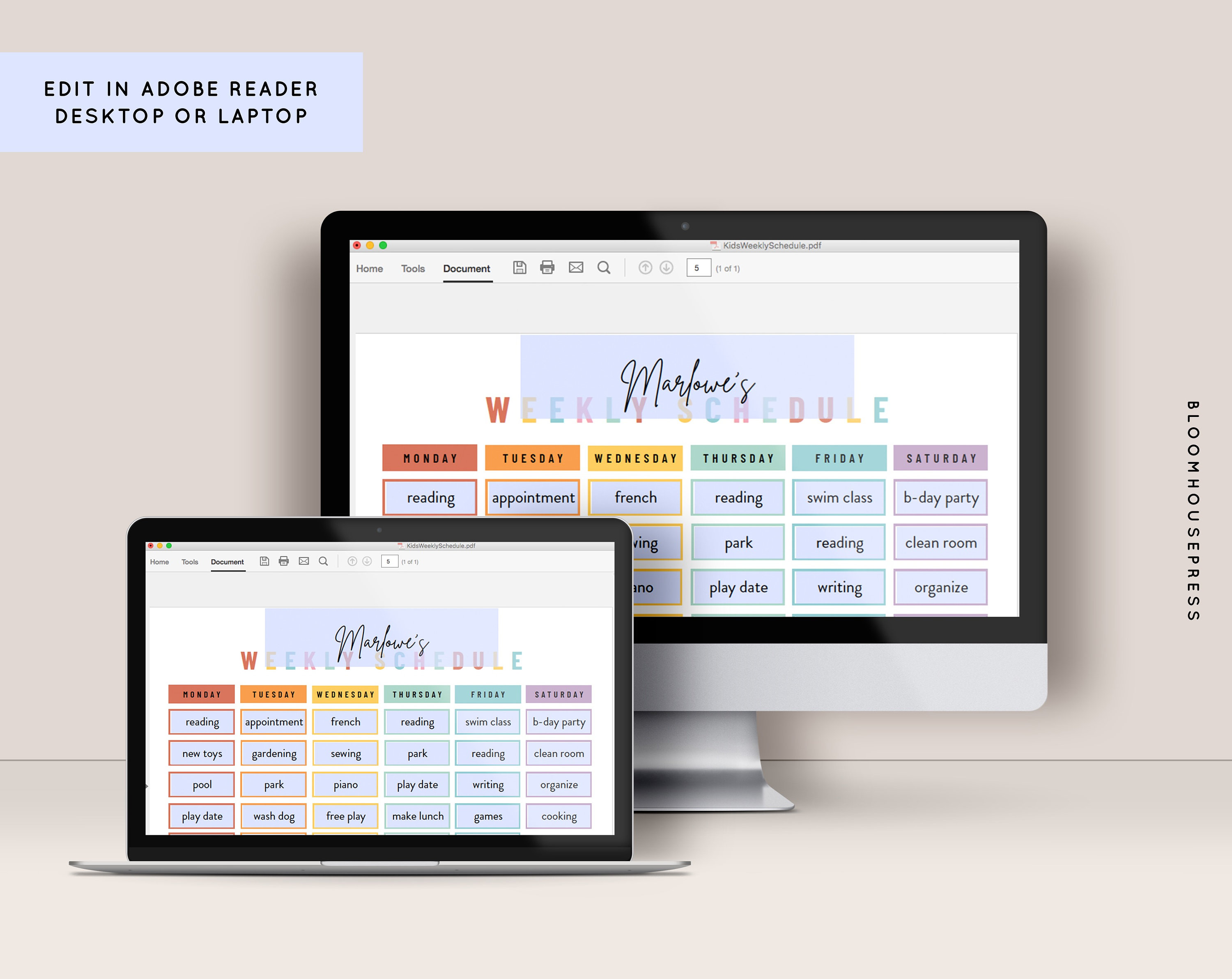 Weekly Schedule Planner for Kids Custom Weekly Plan Calendar - Etsy