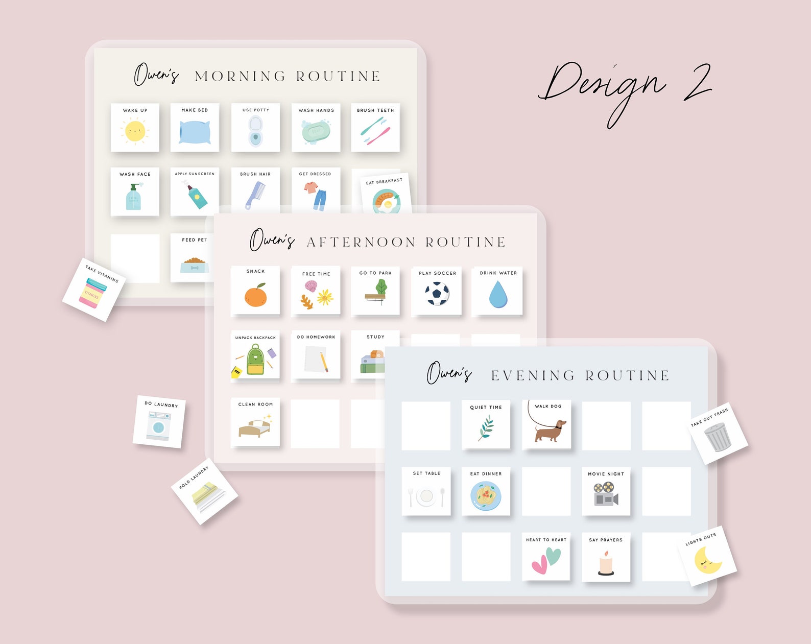 Daily Visual Routine Chart With Cards Morning Afternoon - Etsy