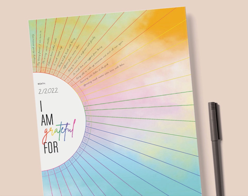 Gratitude Log Sunshine Rainbow Tracker Daily Monthly Journal | Etsy UK