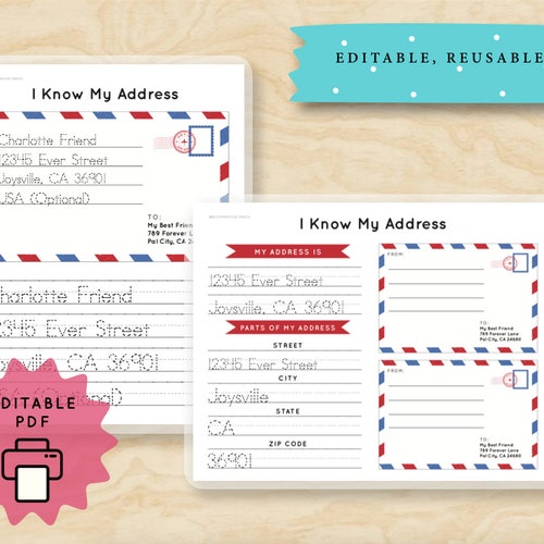 Address Kids Activity Homeschool Printable Preschool - Etsy