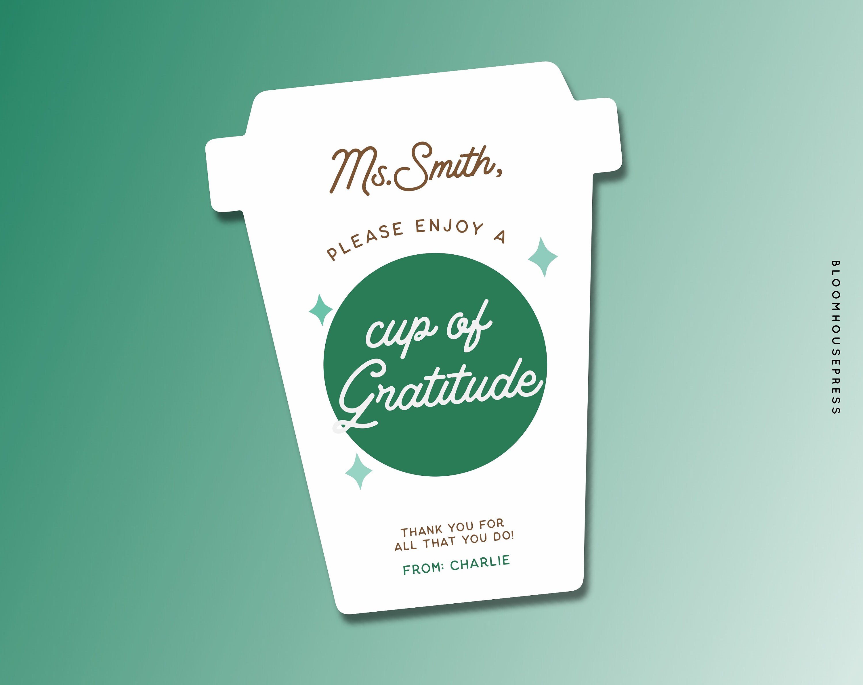 Cup of Gratitude Gift Card Holder Teacher Appreciation - Etsy