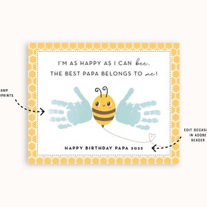 Kids Handprint Art Bee Footprint Art Gift for Dad Mom Aunt Uncle ...