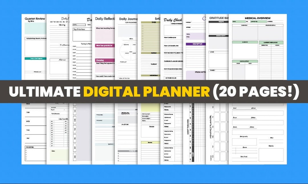 Digital Planner -yearly, Monthly, Weekly, Daily, Notes, Goals & More ...
