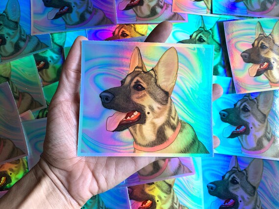 Dog Holographic Vinyl Sticker | Etsy
