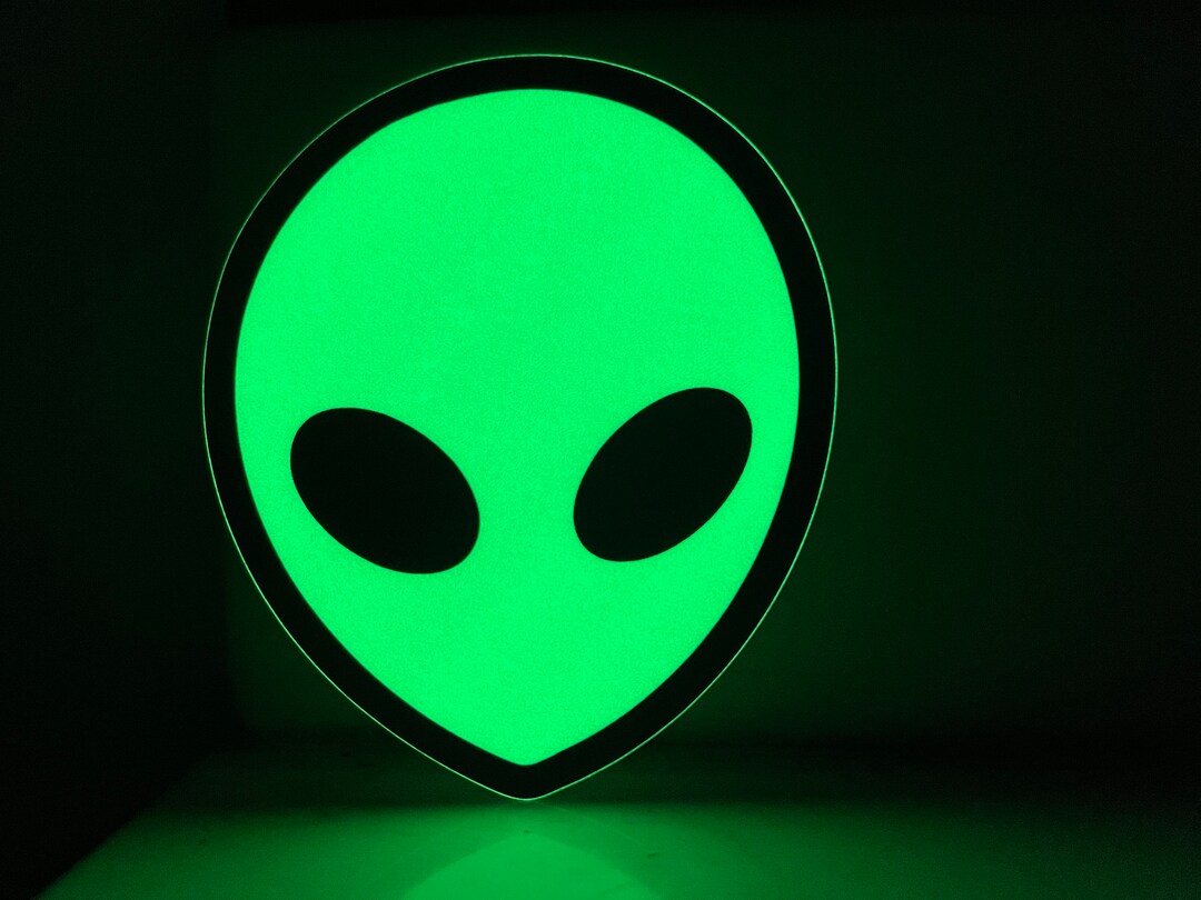 Glow in the Dark Alien Head Sticker - Etsy