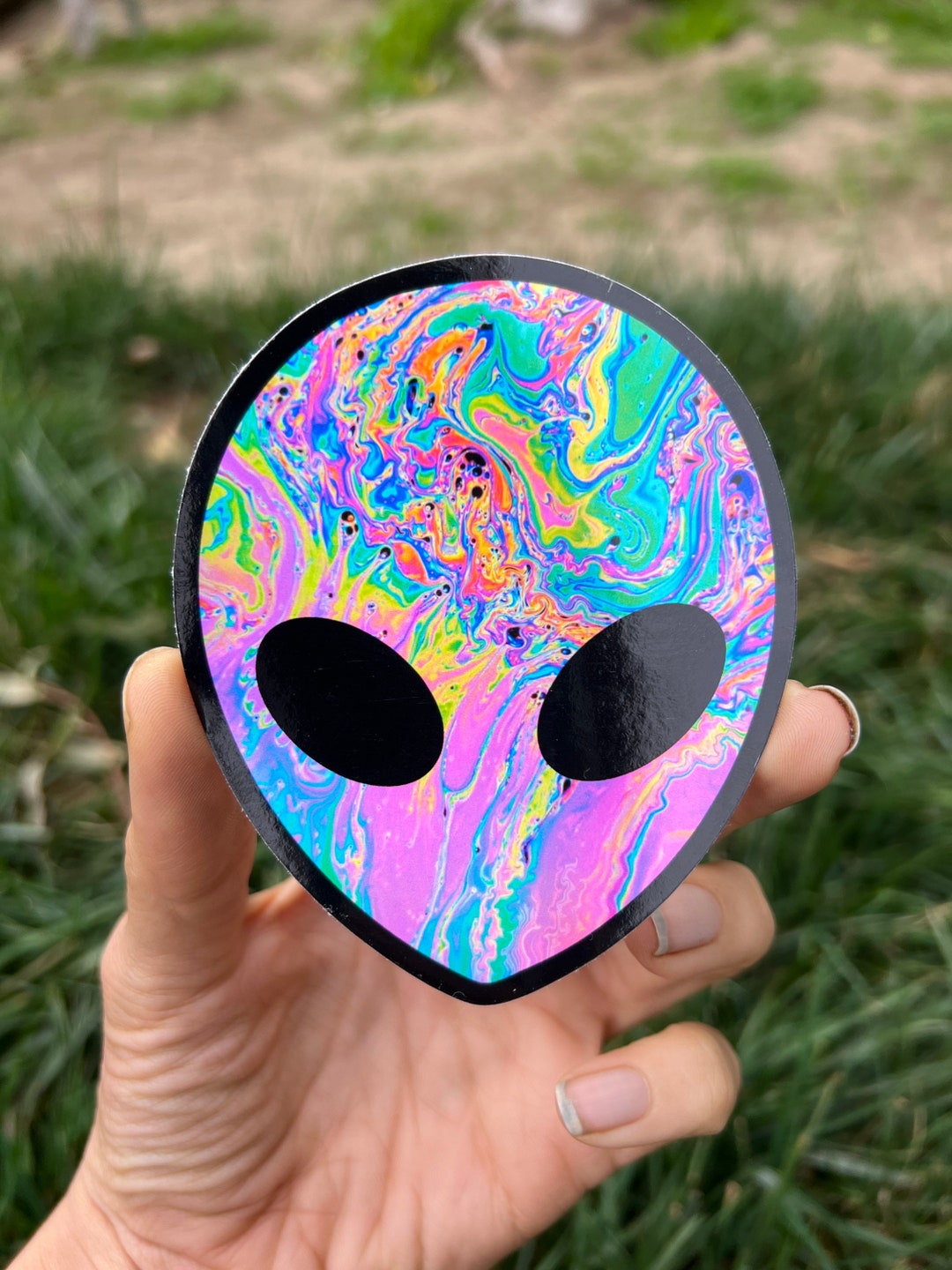 Alien Head Holographic Sticker - Etsy