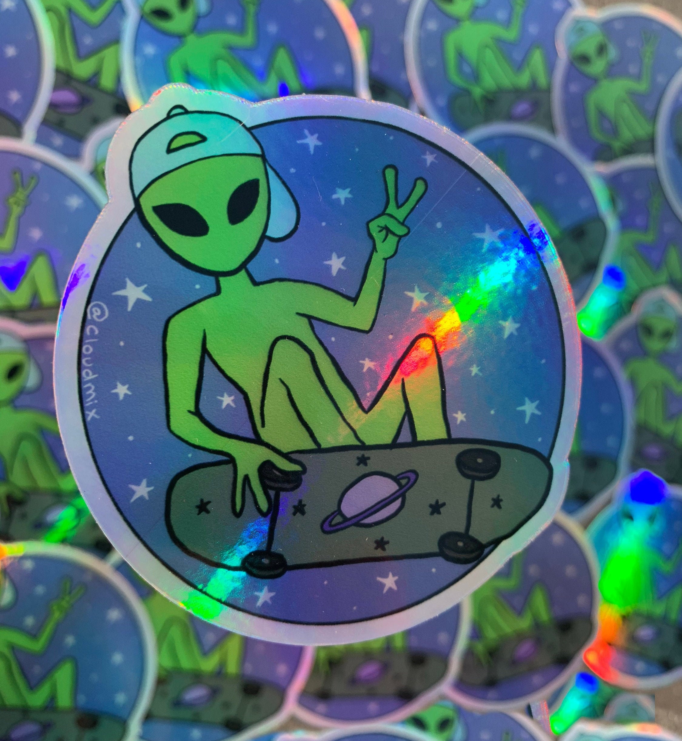 Alien Skating Sticker - Etsy