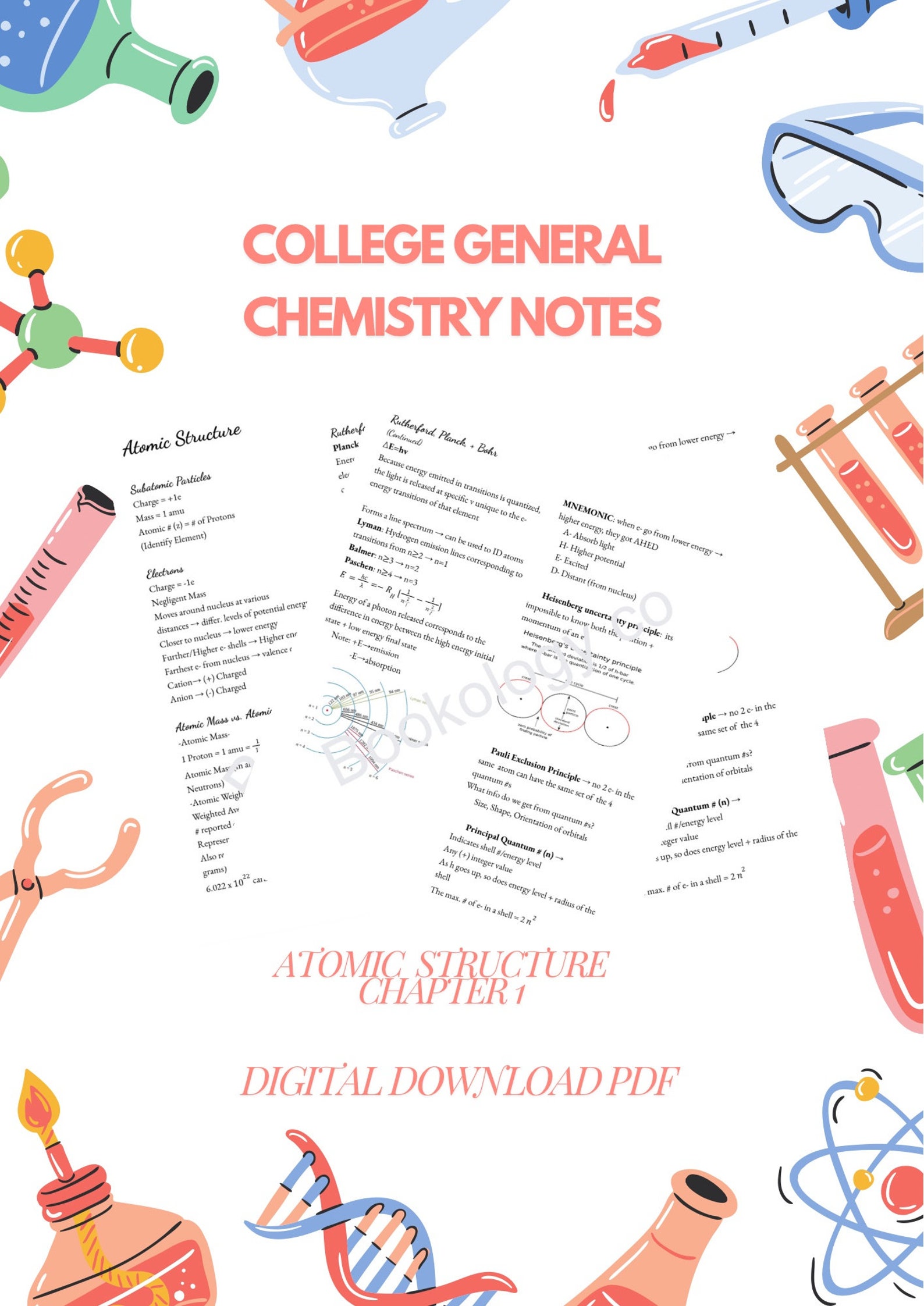 UM College General Chemistry Notes DIGITAL DOWNLOAD Atomic Structure ...