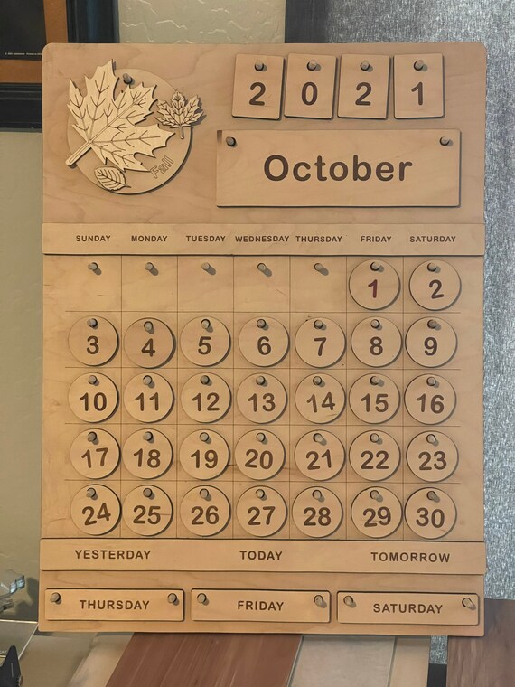 Forever Calendar Perpetual Wooden Calendar Monthly School | Etsy