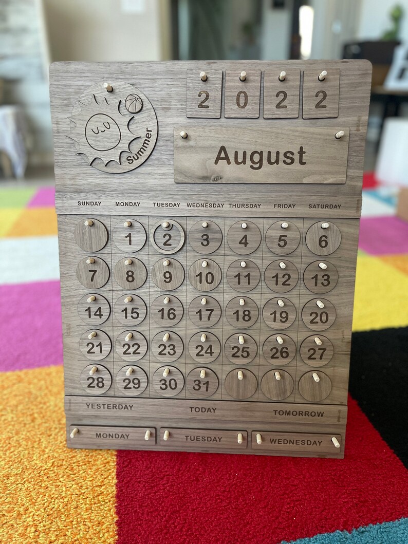 Forever Calendar Perpetual Wooden Calendar Monthly School - Etsy