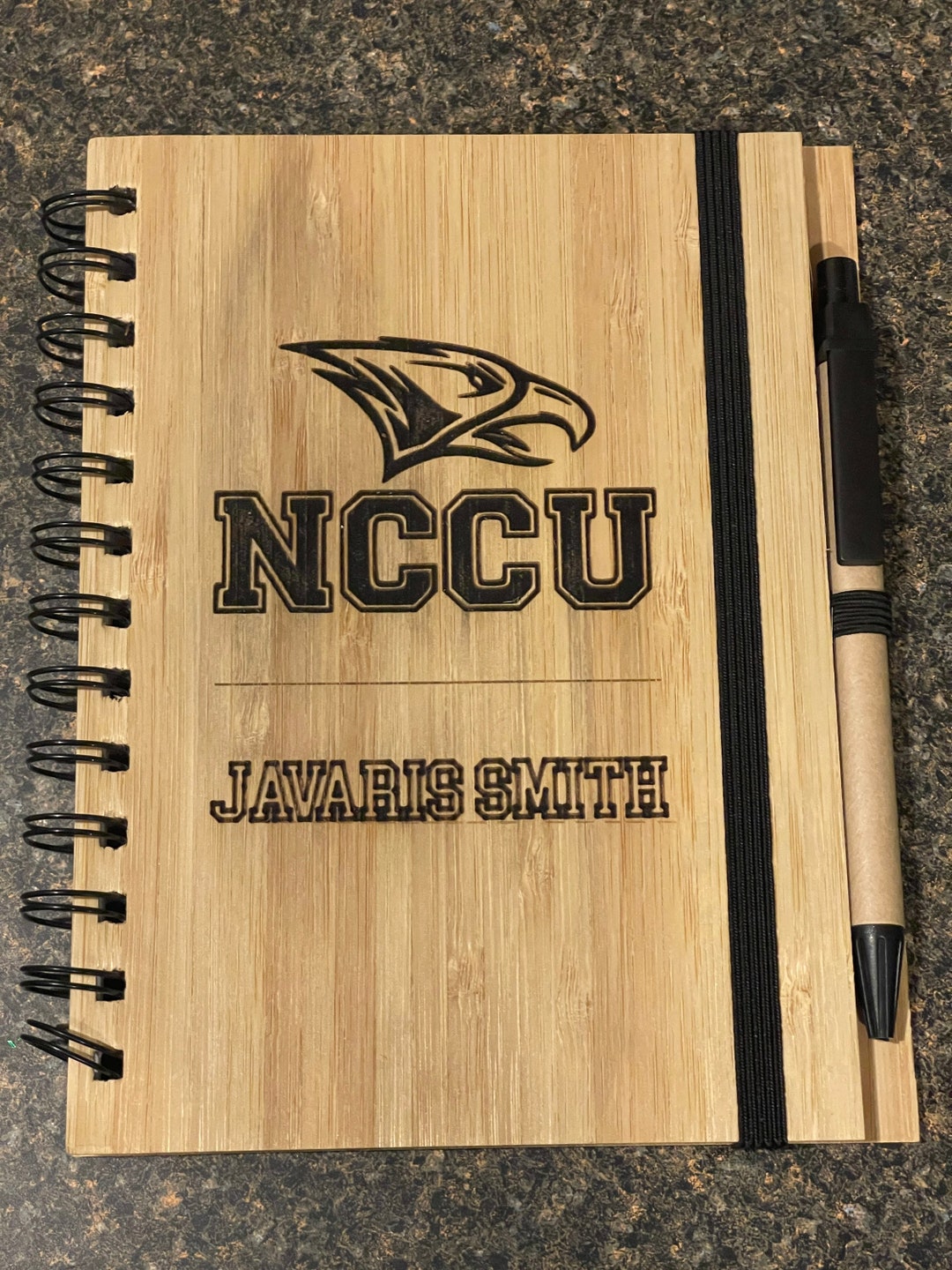 Customized Bamboo Journal. Engraved Eco-friendly Notebook. Recycled ...