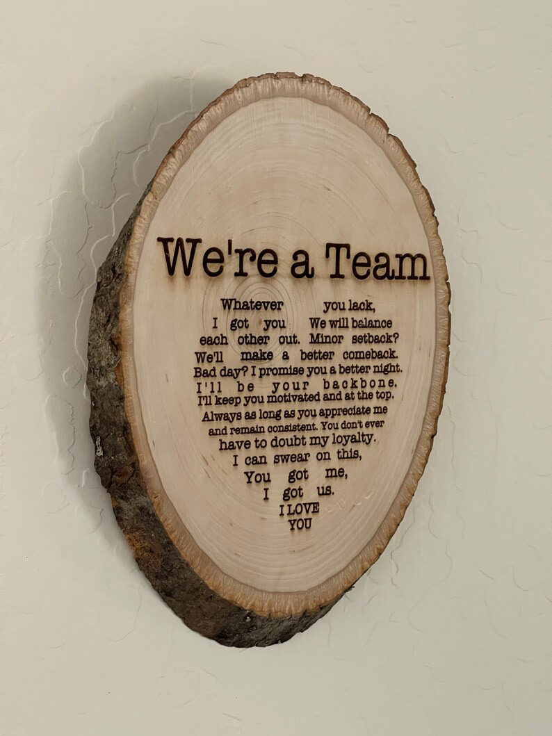 Were a Team, Personalized Tree Slice, Wood Wedding Gift. Boho Home ...