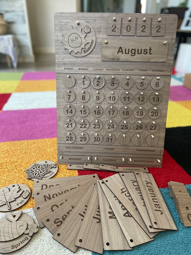 Forever Calendar Perpetual Wooden Calendar Monthly School - Etsy