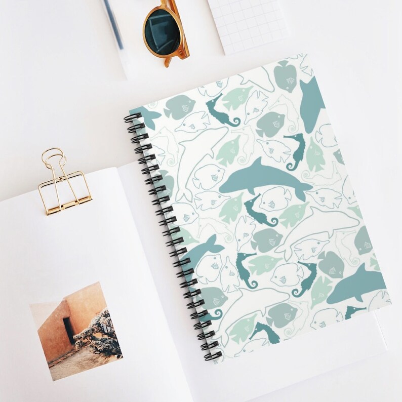 Under the Sea Dolphin Print Notebook | Spiral Journal With Lined Pages ...