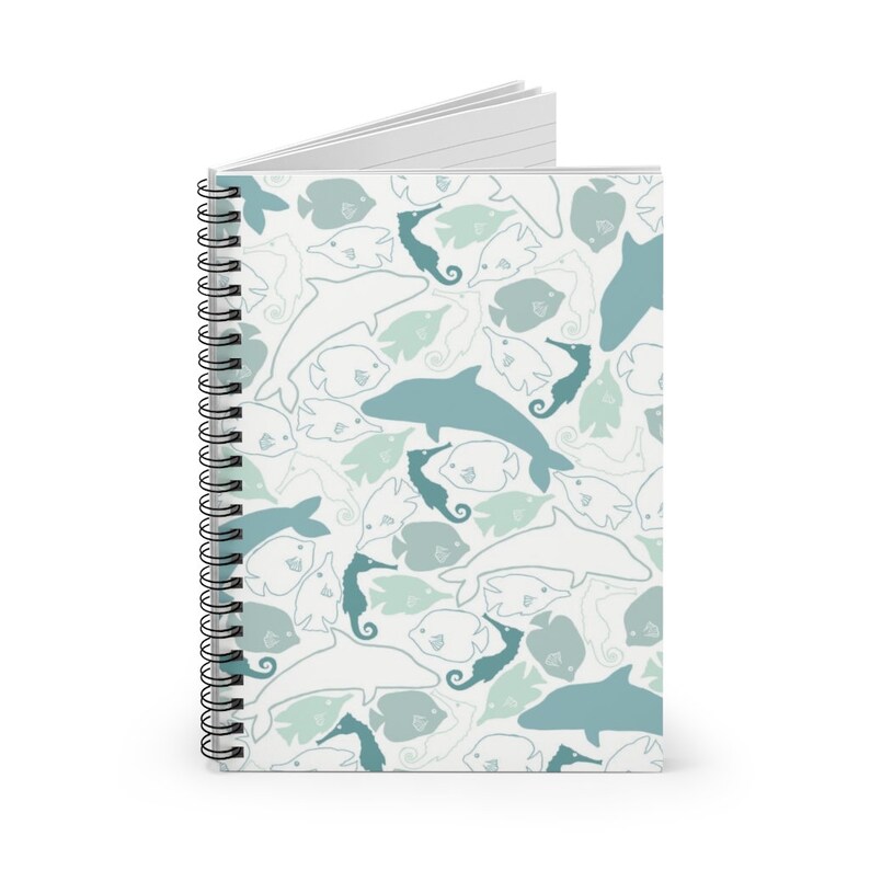 Under the Sea Dolphin Print Notebook | Spiral Journal With Lined Pages ...
