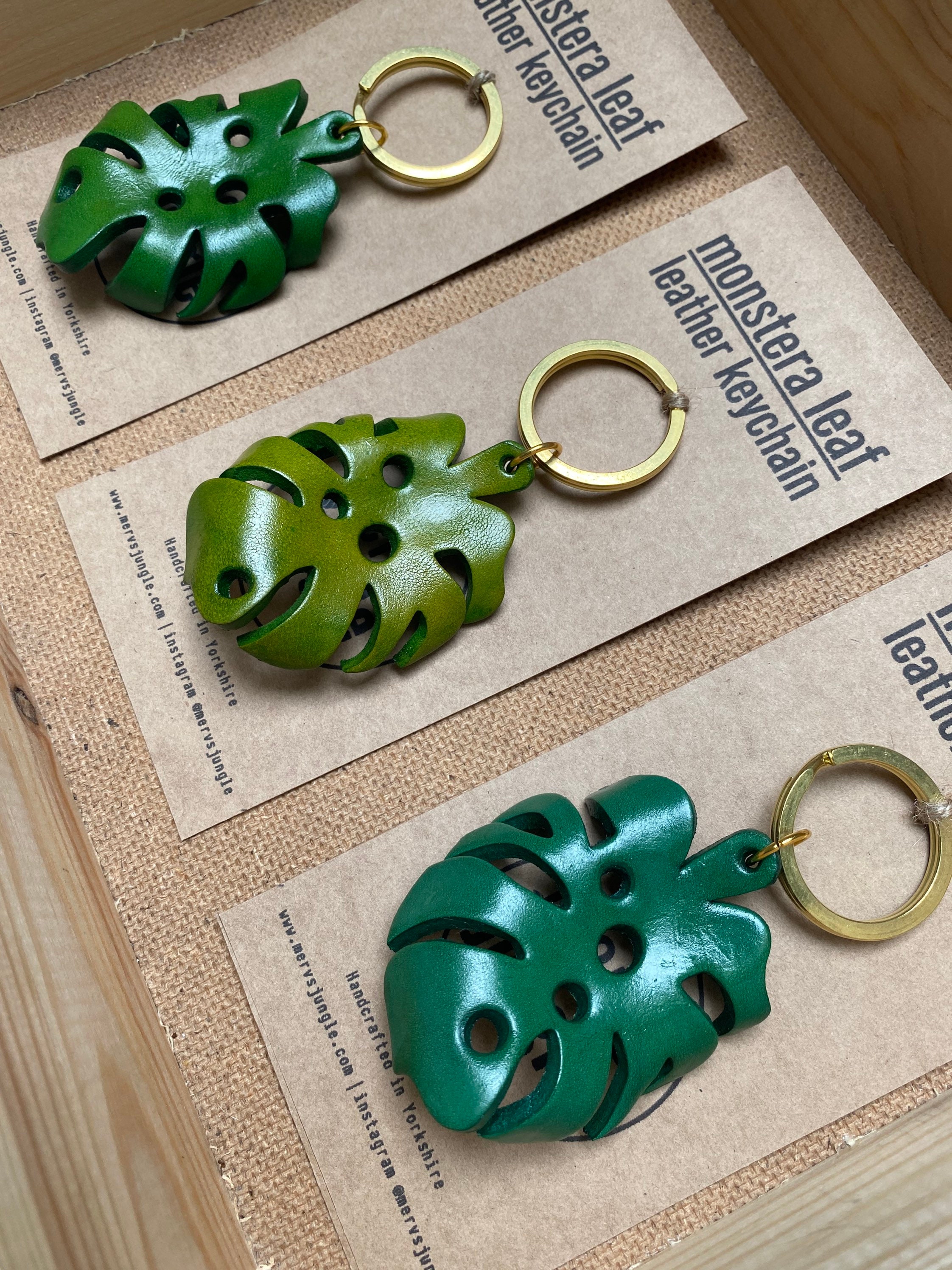 Monstera Leaf Leather Keychain Keyring Key Ring Bag Hanging - Etsy