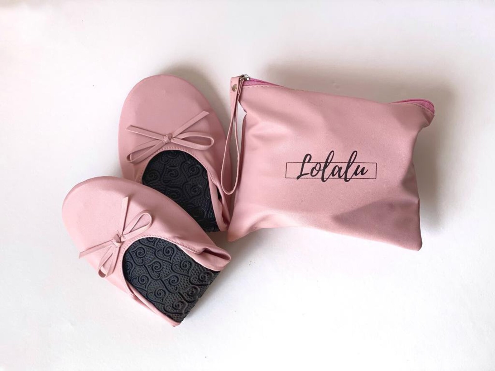 Lolalu Baby Pink Flats, Rollable Flats, Rollable Shoes, Foldable Flats ...