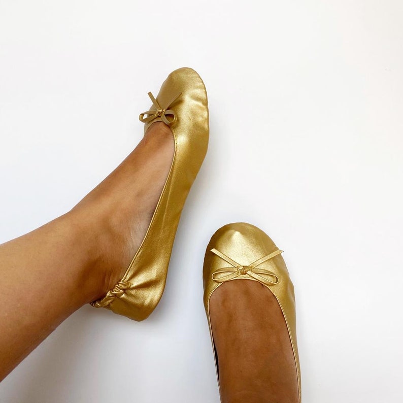 Lolalu Gold Rollable Flats ,rollable Shoe, Foldable Flats, Wedding ...