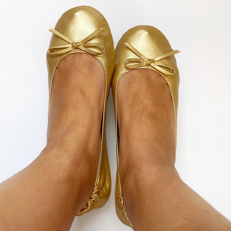 Lolalu Gold Rollable Flats ,rollable Shoe, Foldable Flats, Wedding ...